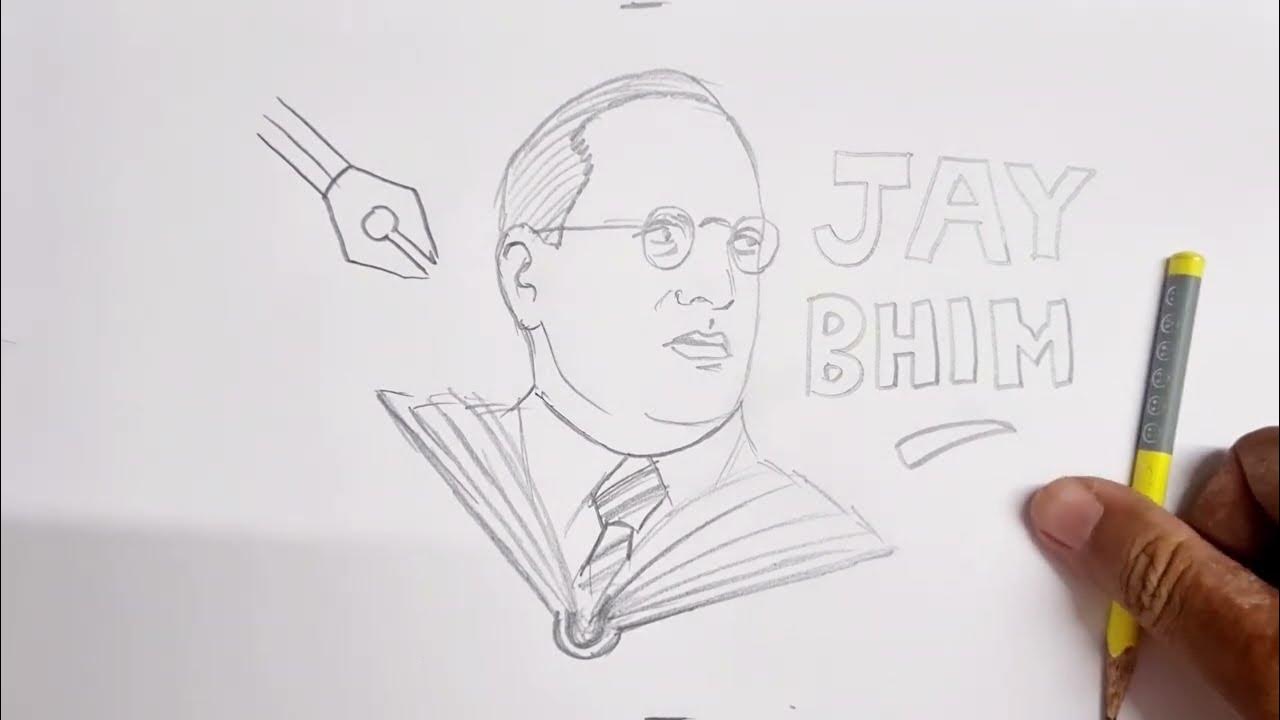 How to draw Dr. Babasaheb Ambedkar drawing step by step // Ambedkar ...