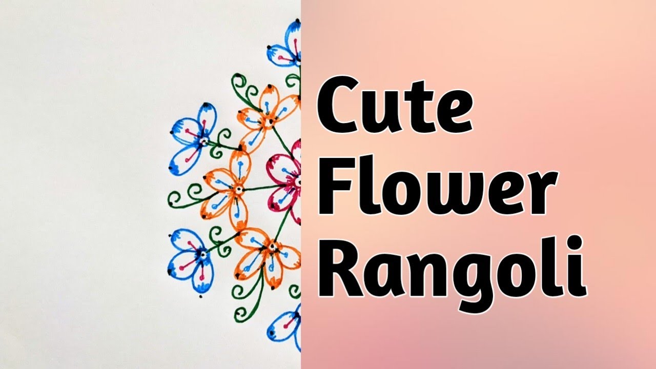 Cute Small flower Kolam|rangoli|9-5 amazing flower rangoli|festival ...