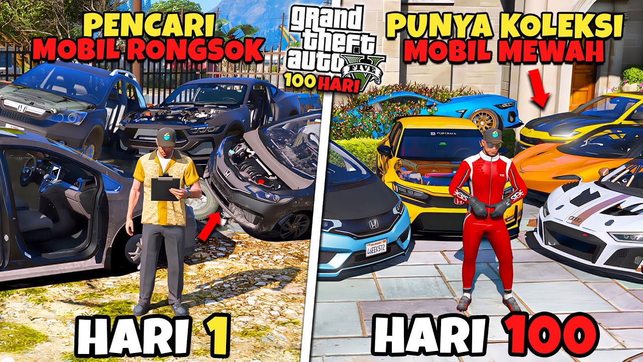 100 Hari di GTA 5 Dari Pencari Mobil Rongsok Sampai Punya Koleksi Mobil ...