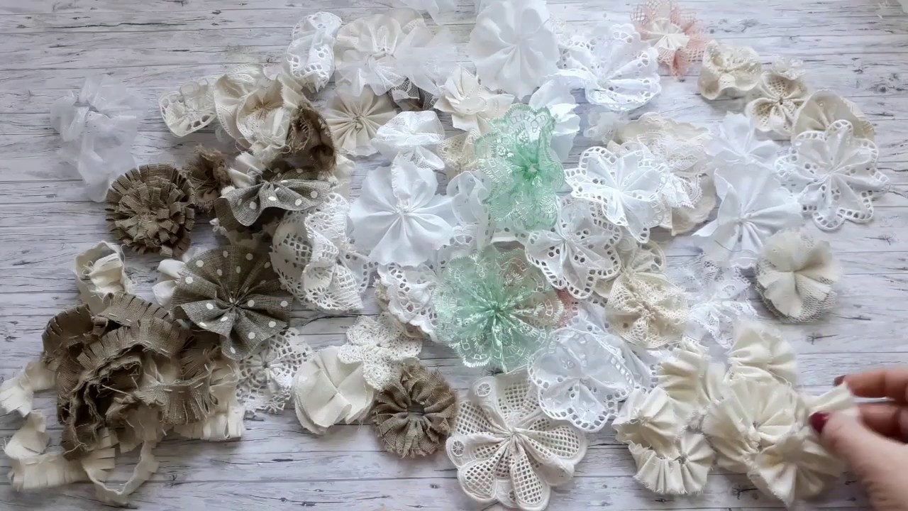 Shabby chic fabric flowers🌸making process. part 1 - YouTube