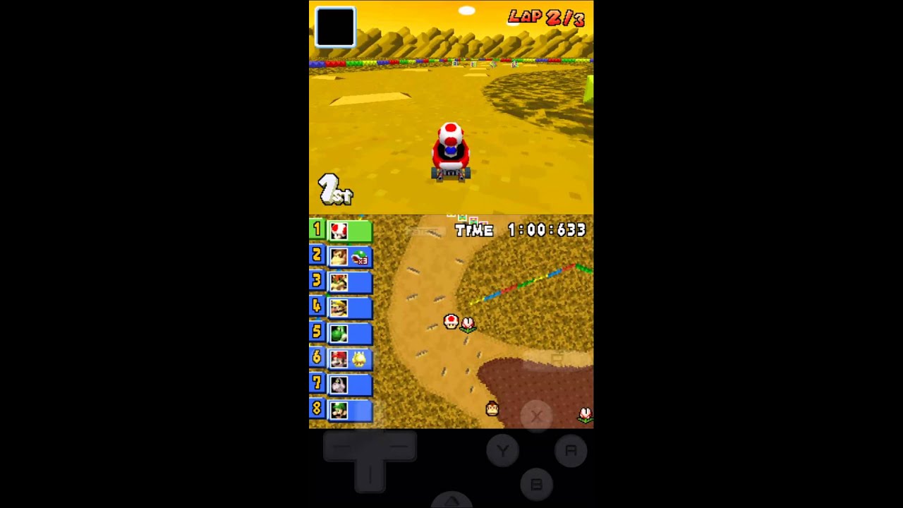 Super Mario Kart DS on a Galaxy S6 (Track: Choco Island 2) - YouTube