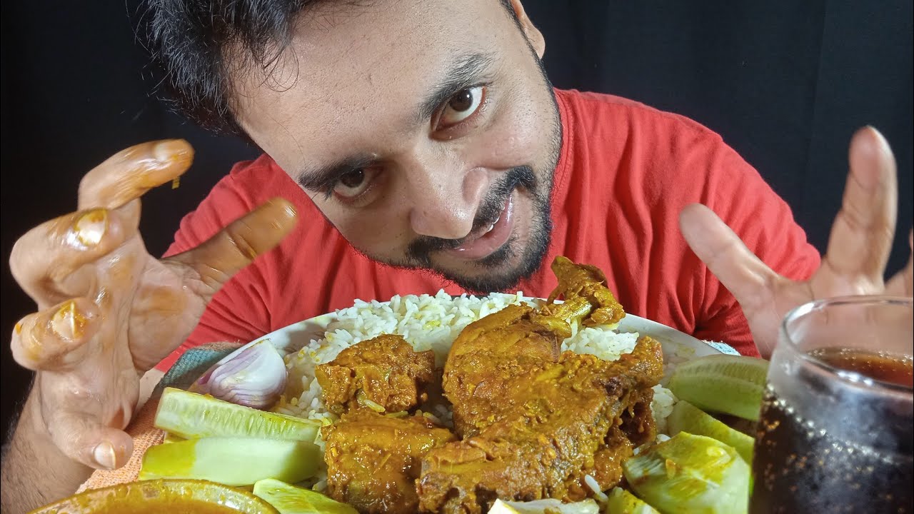 YUMMY SPICY CHICKEN LEG CURRY EATING SHOW WITH RICE AND SALAD#mukbang # ...