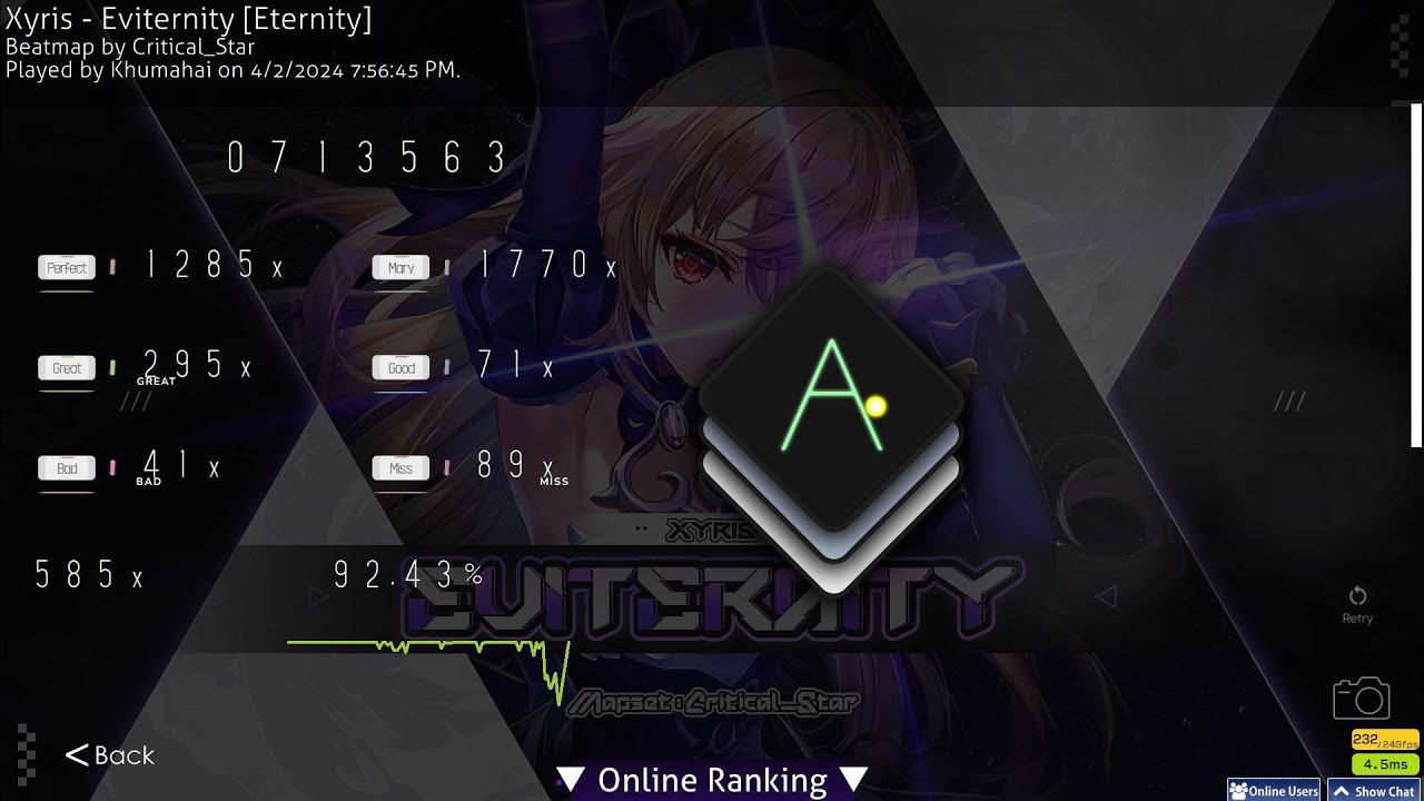 7k | Xyris - Eviternity [Eternity] | 92.43% | Mapped by Critical_Star ...