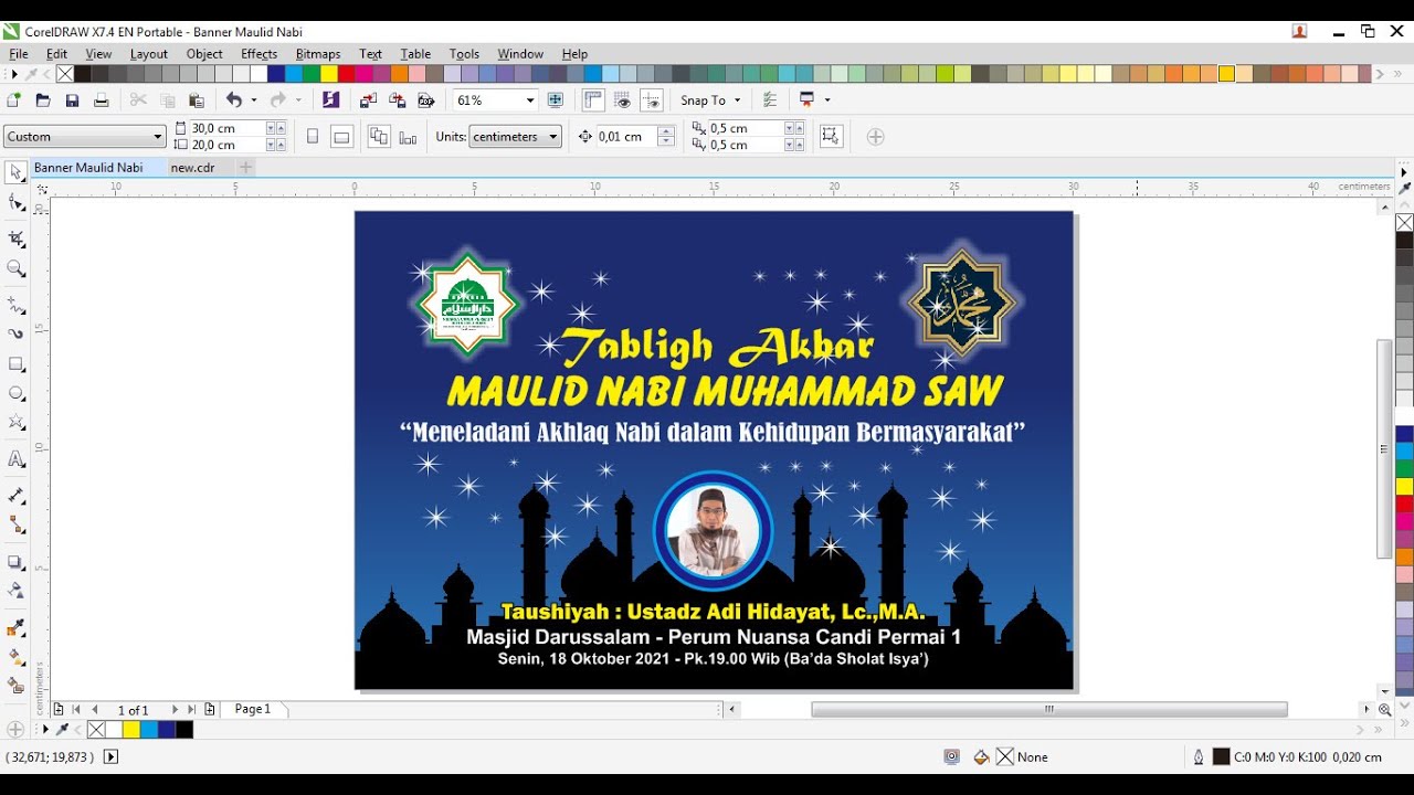Tutorial Coreldraw X7 Membuat Banner Maulid Nabi - YouTube