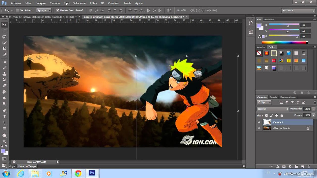 Como Fazer Montagens Fácil No Photoshop Cs6 Naruto Youtube