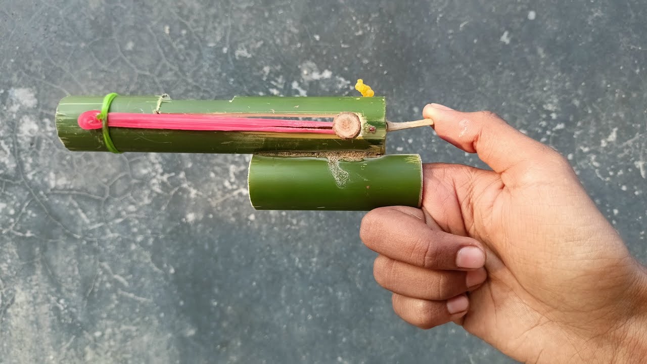 how to make a toy gun from bamboo - YouTube