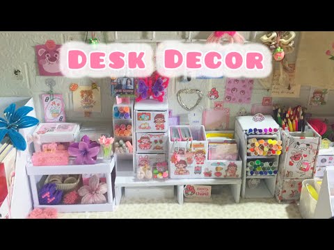 Desk Decor | Decor bàn học với tớ nha🎀 | đồ tớ decor tớ có chỉ cách làm trên kênh rùi ạ😘😘
