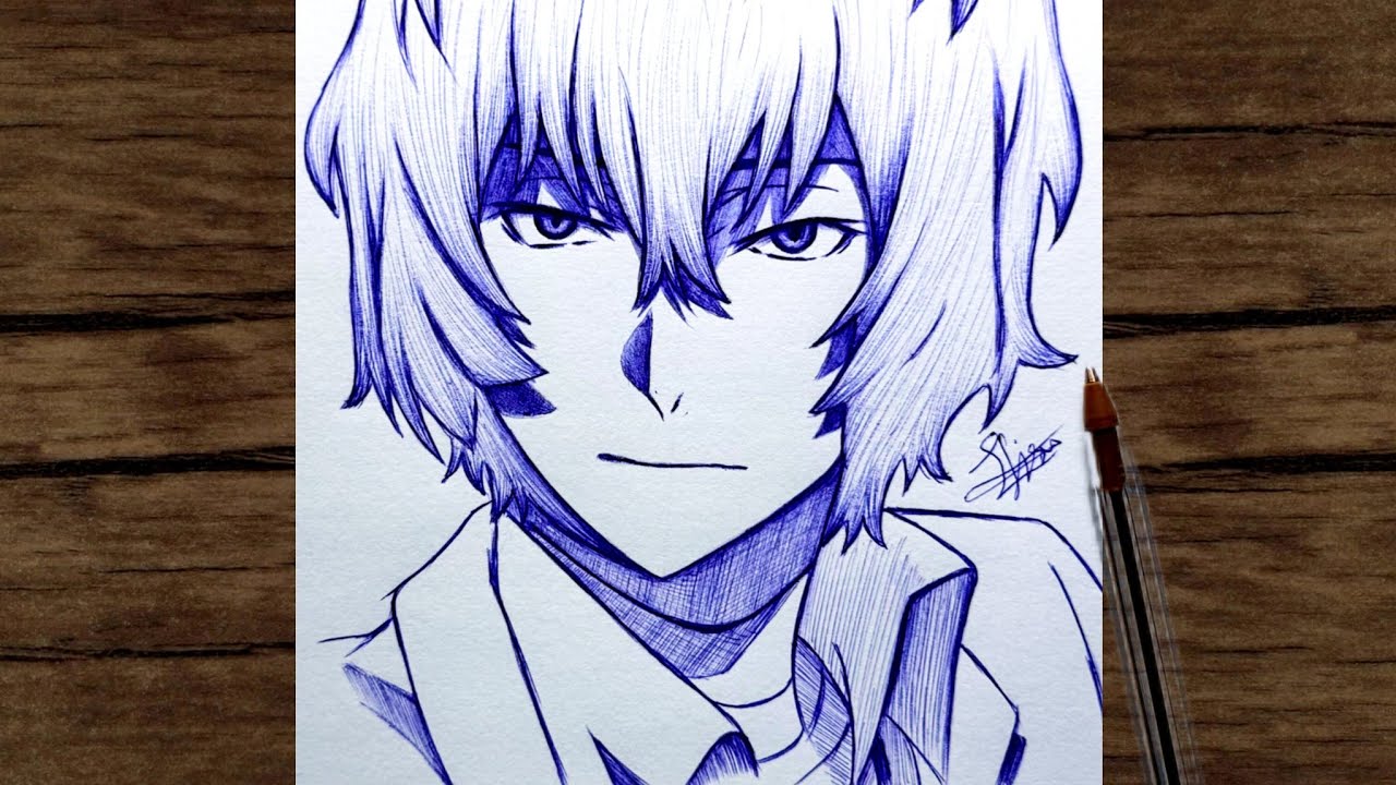 how to draw osamu dazai step by step | easy anime sketch for beginners ...