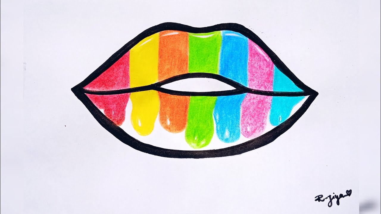 Lips rainbow drawing for kids and toddlers | ABCD rhymes song for kids ...