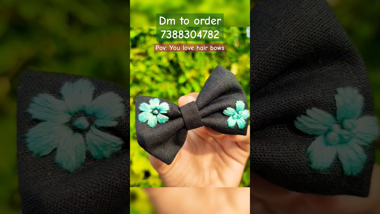 Embroidered Hair Bow hair Clip shorts shortvideo youtubeshorts Embroidered Hair Bow hair Clip shorts shortvideo youtubeshorts