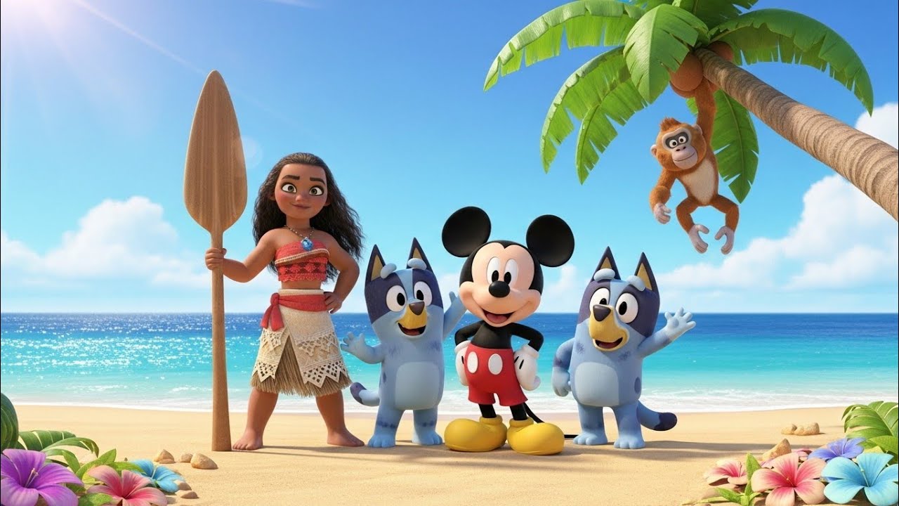 Moana, Bluey, Mickey Mouse & Monkey Courage | Epic Fun Adventure for ...