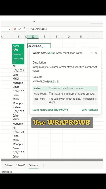 WRAPROWS Function In Excel | Arrange data Easly #microsoftoffice #excel #shorts - YouTube