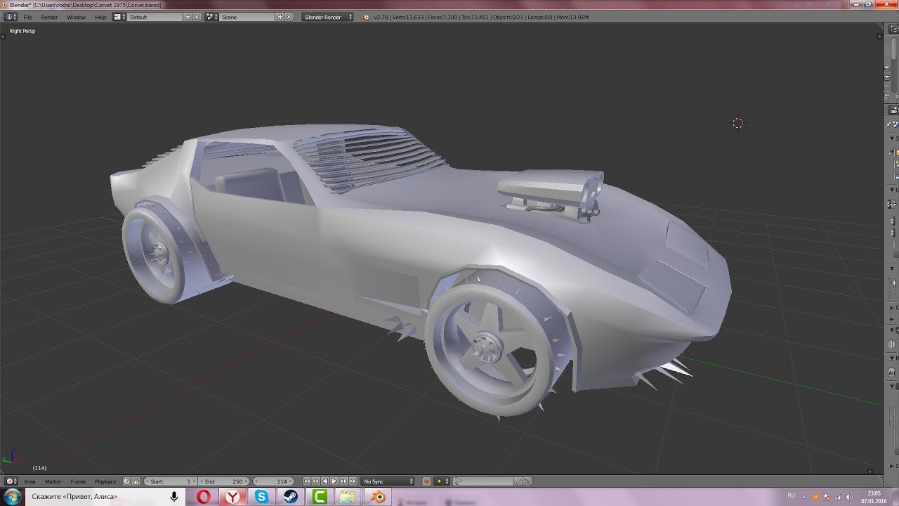 Моделирования корвета || Modeling the Corvette 1975 (style Mad Max ...