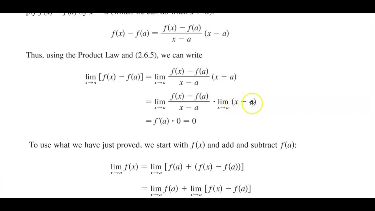 Math 1A 2.7 Theorem 4 If f is differentiable at a, then f is continuous ...