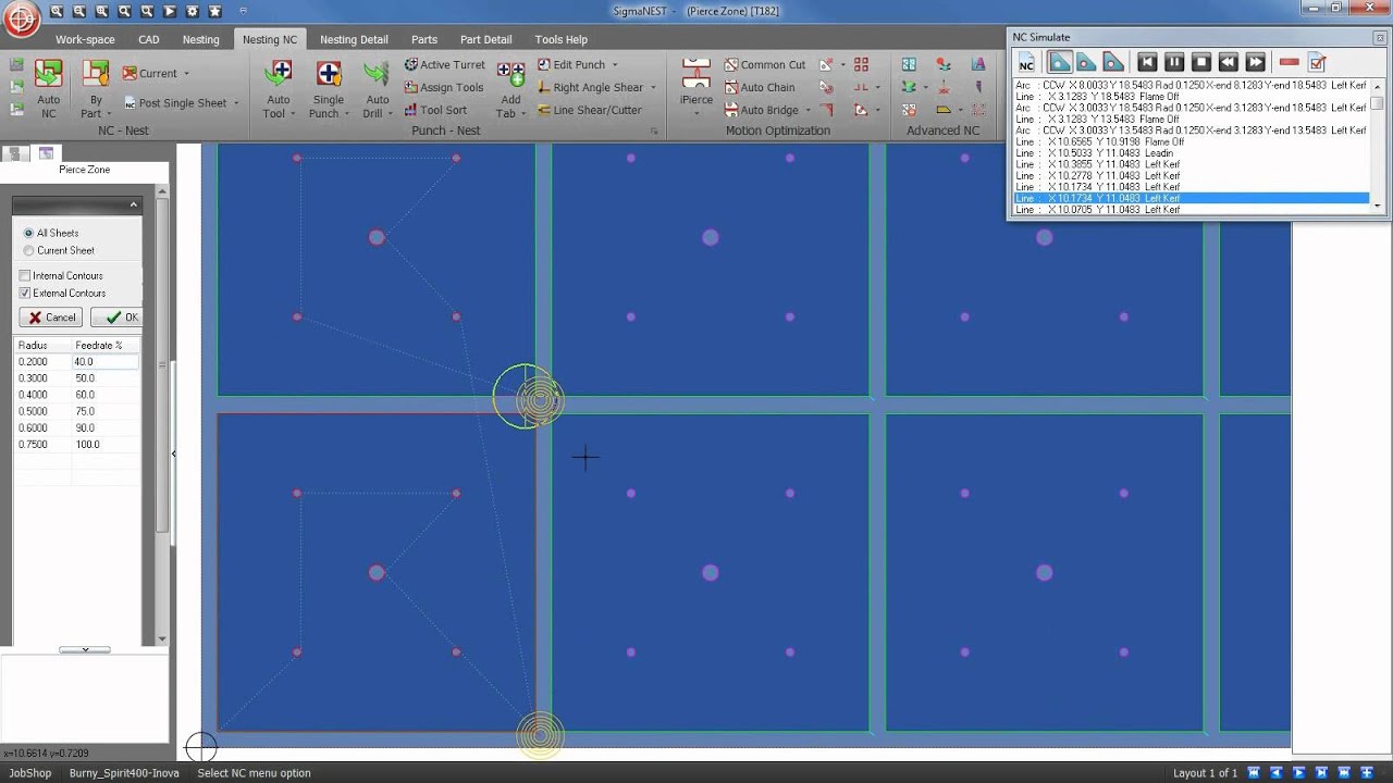 SigmaNEST Eğitim Videoları-56-Nesting NC Plasma- Delme Bölgesi Pierce ...