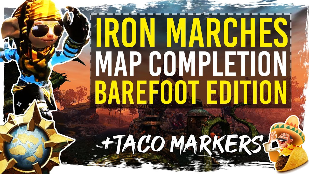 Guild Wars 2 - Iron Marches Map Completion with TacO Markers - YouTube