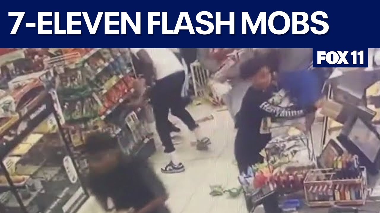 Los Angeles 7-Eleven stores target of repeated flash mobs - YouTube