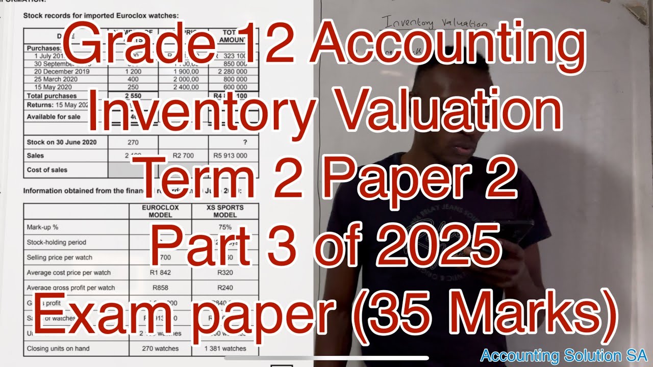 Grade 12 Accounting Term 2 | Inventory Valuation Part 3 | Paper of Exam ...
