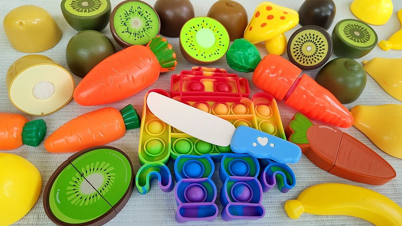 Satisfying Video 😘 Cutting Fruits and Vegetables, Kiwi Carrot | Plastic & Squishy ASMR Pop it ...