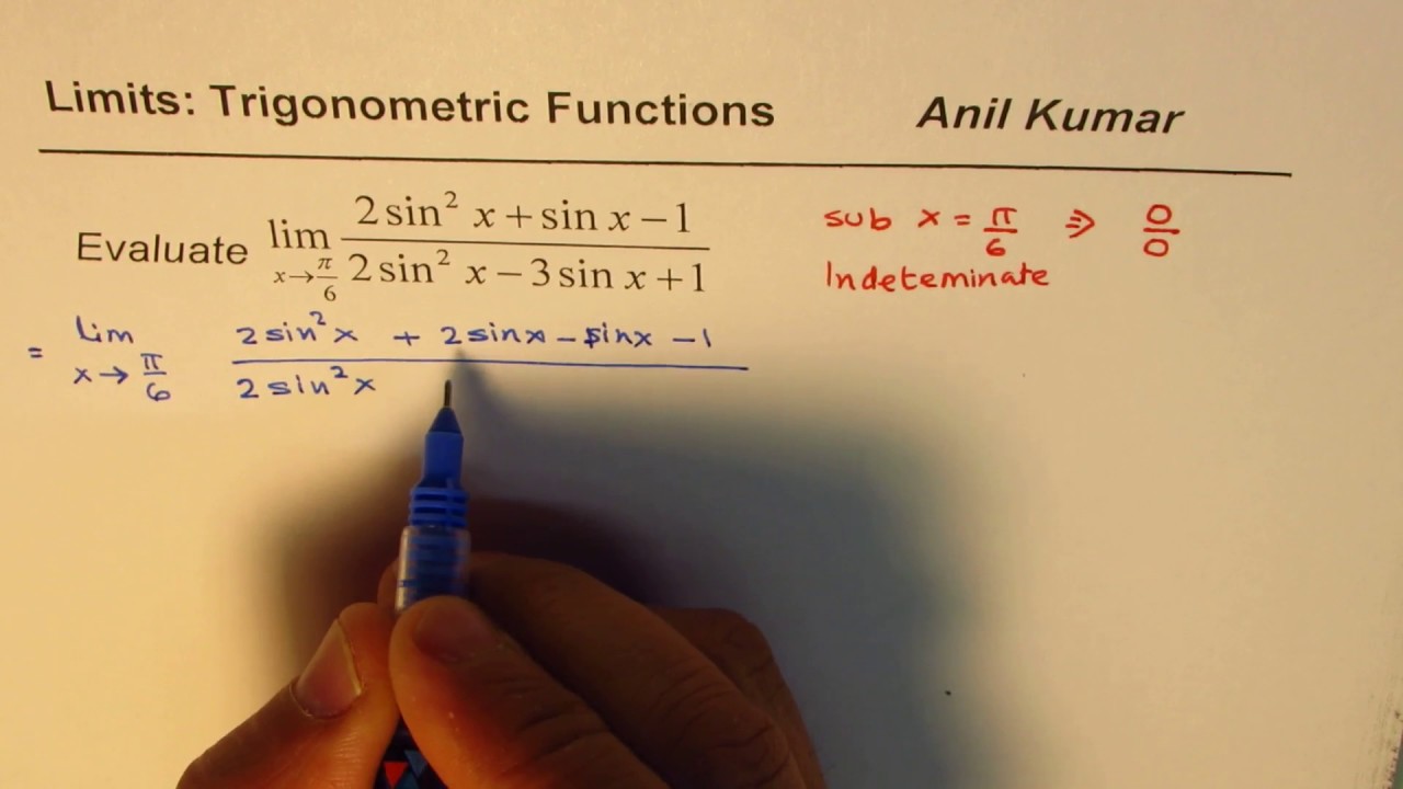 Limit of Trig Function by Factoring - YouTube