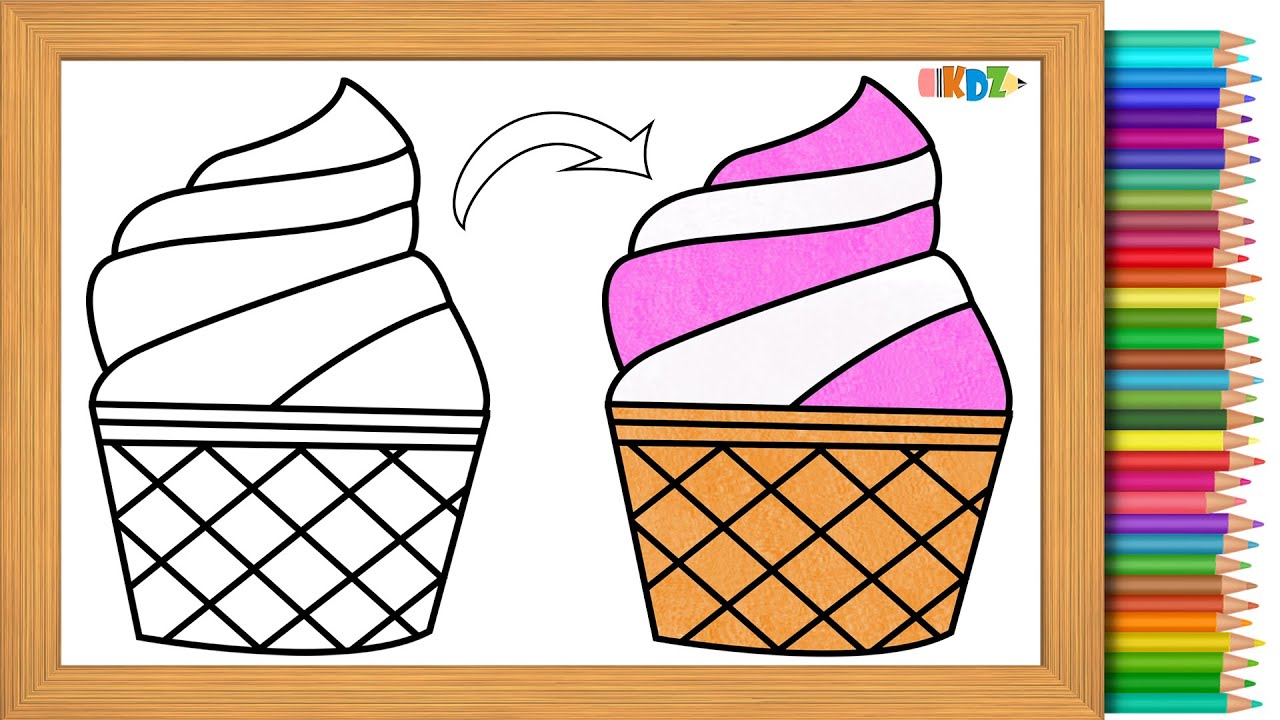 How To Draw Ice Cream Easy Step By Step || Ice Cream Drawing & Coloring ...