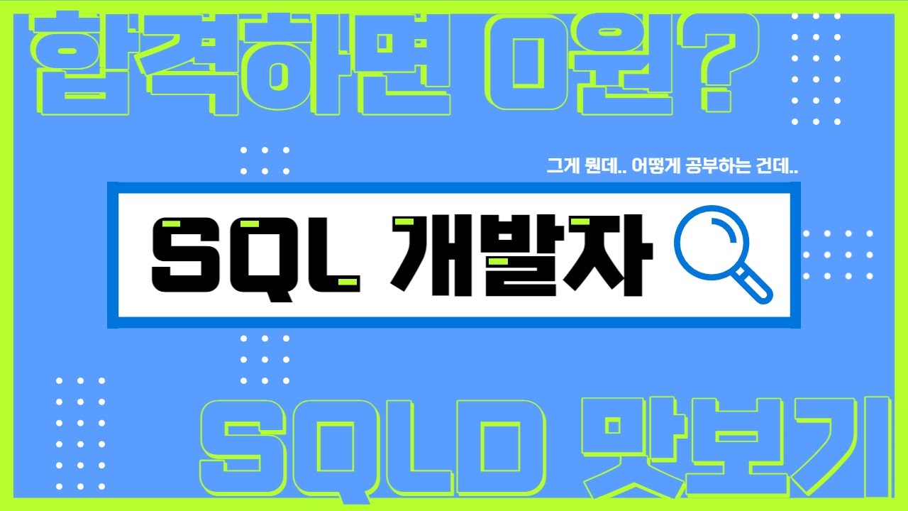 Sqldsql 개발자 과정 맛보기 강의 와우패스 Youtube