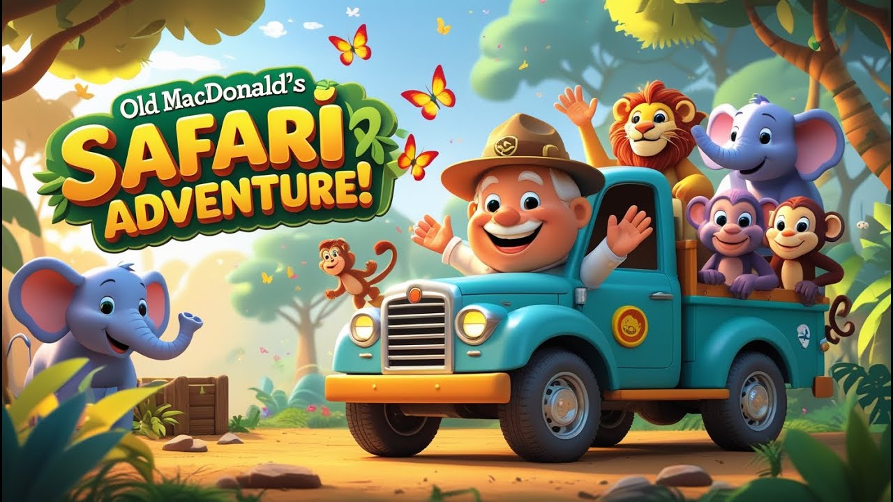 🎵 Old MacDonald’s Safari Adventure! 🦁 Jungle Animals + Safari Truck ...