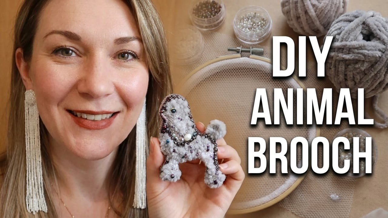 DIY Animal Brooch With Chenille Yarn | Hand Embroidery Beading Tutorial ...