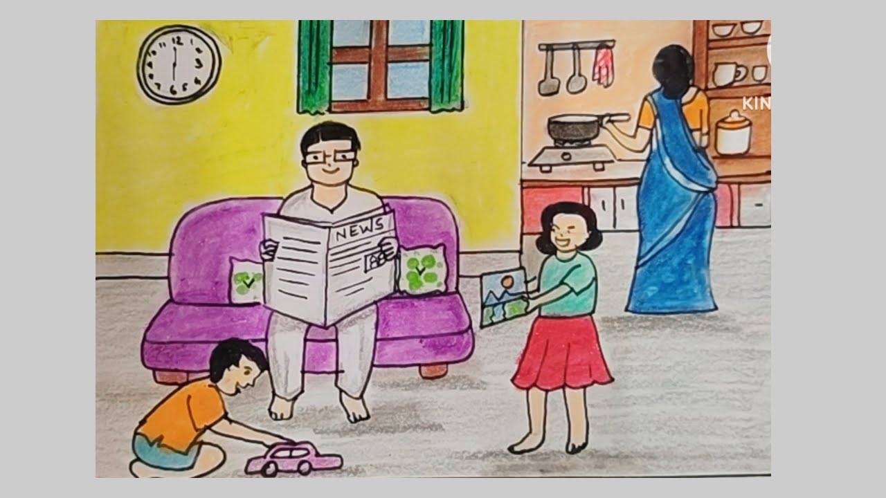 My happy family drawing easy || happy family drawing - YouTube