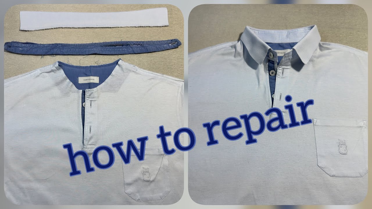 How to repair the collar of an old shirt - YouTube