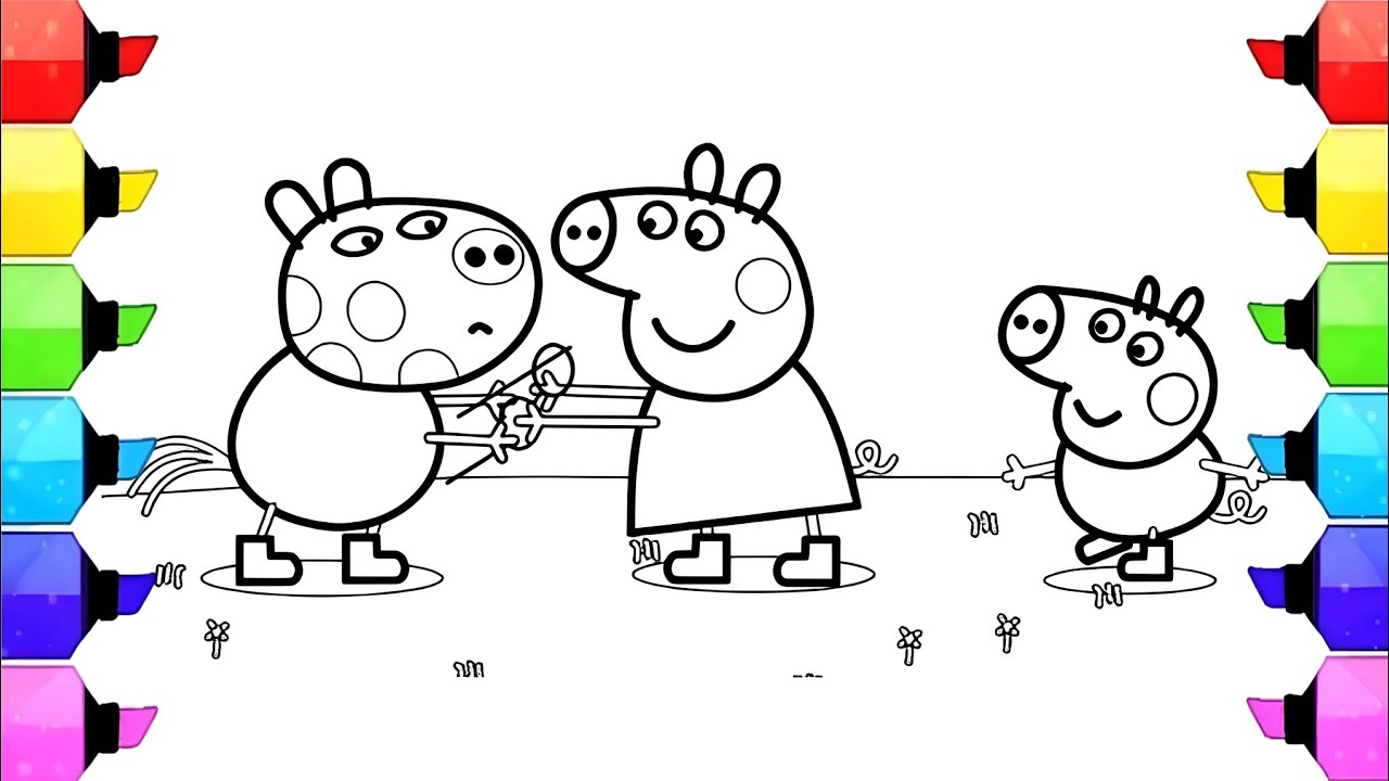 Peppa Pig Fighting with Pedro Drawing Easy, Peppa Pig Drawing, Peppa ...