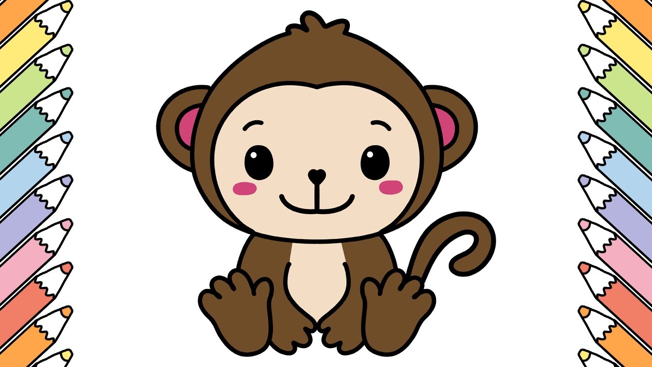 Drawing and Coloring Little Monkey Easy for Kids and Toddlers - YouTube