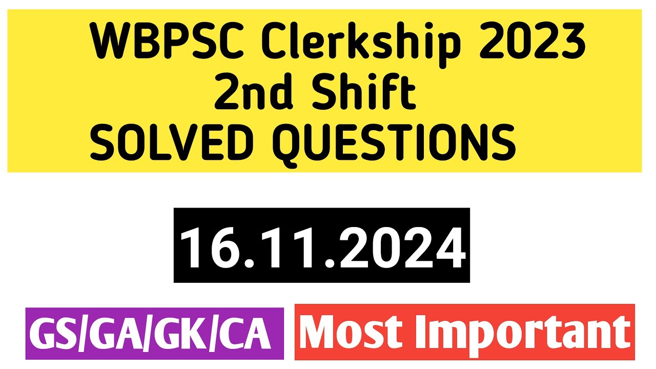 WBPSC Clerkship 2023 Exam Preli ।। - YouTube