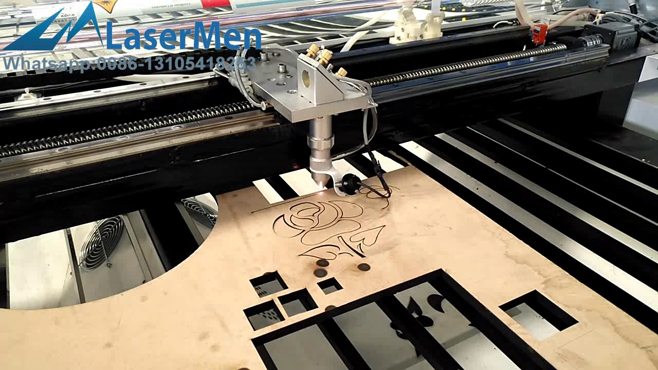 MDF wood laser cutting machine with ball screw trans - YouTube