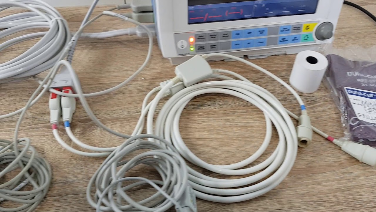 GE B20 patient monitor with module and leads - YouTube