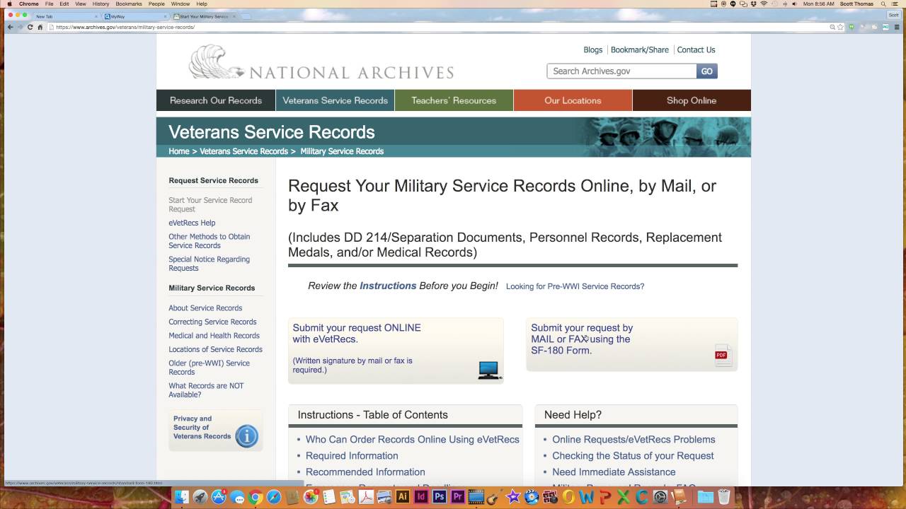 SF180 to get your dd214 service record - YouTube