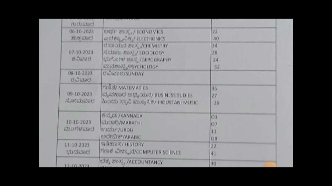 UTTARA KANNADA Mid Term Exam Time Table (PUC I Year and PUC II Year) - YouTube
