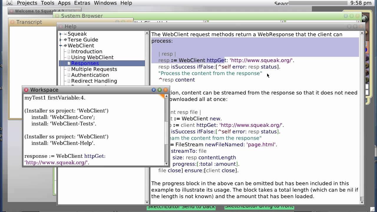 squeak smalltalk tutorial: downloading a library 0.0.0.14.mov - YouTube