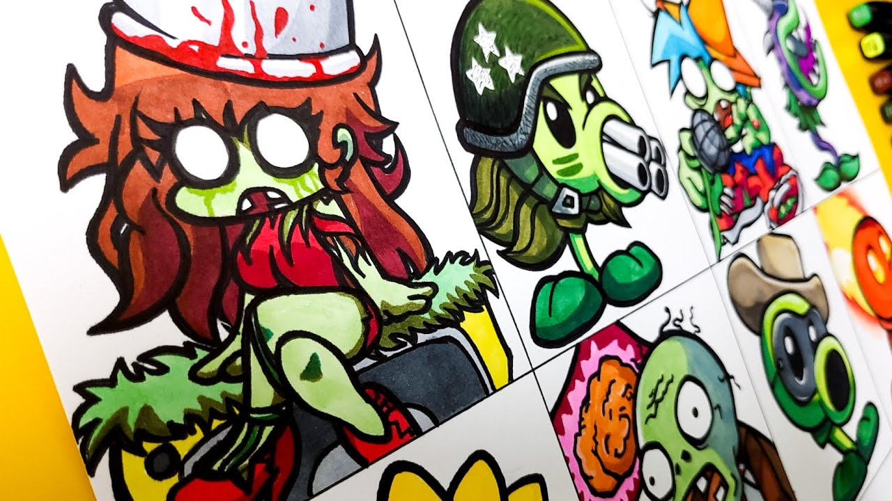 DRAWING::FNF::Zombie Gf,Zombie Bf,RepeaterSprout,Pea, VS Plants vs ...