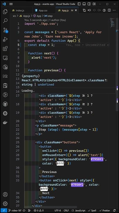 Apply classes dynamically to the JSX element in React Events App - React18 #leelawebdev #reactjs ...