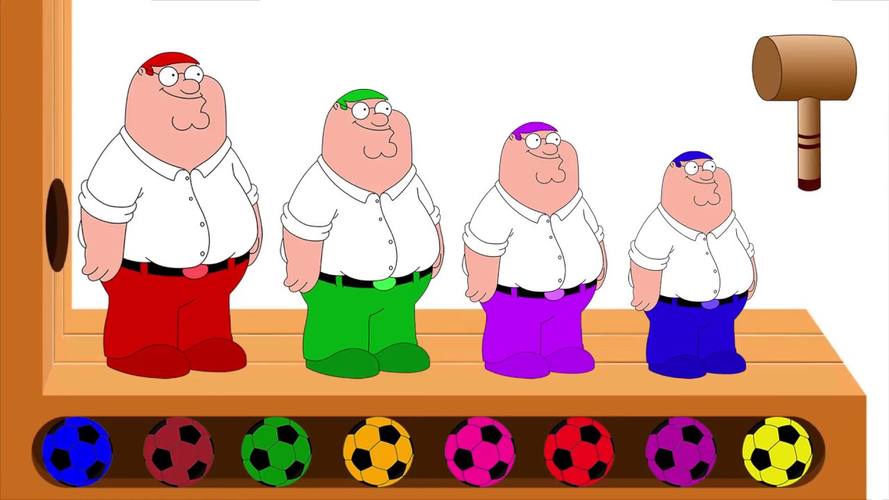 FAMILY GUY Learn Colors With Family Guy Soccer Balls WOODEN FACE HAMMER ...