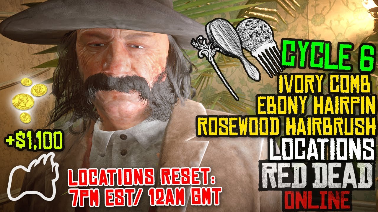 RED DEAD ONLINE Ebony Hairpin, Ivory Comb & Rosewood Hairbrush ...