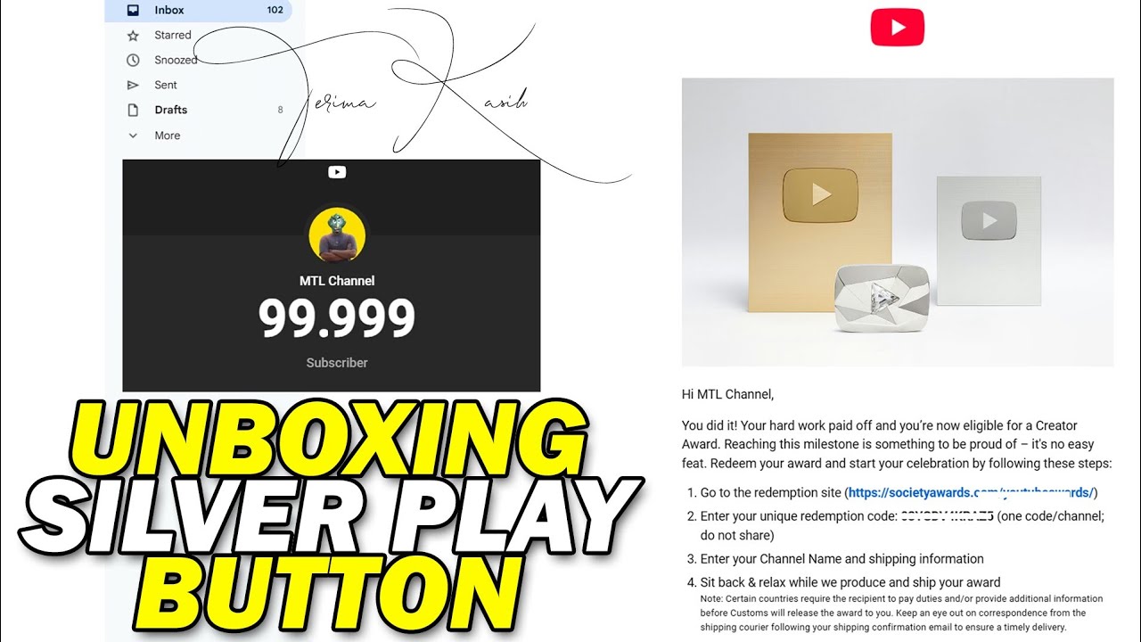 UNBOXING SILVER PLAY BUTTON MODEL TERBARU SPESIAL 100.000 SUBSCRIBER ...