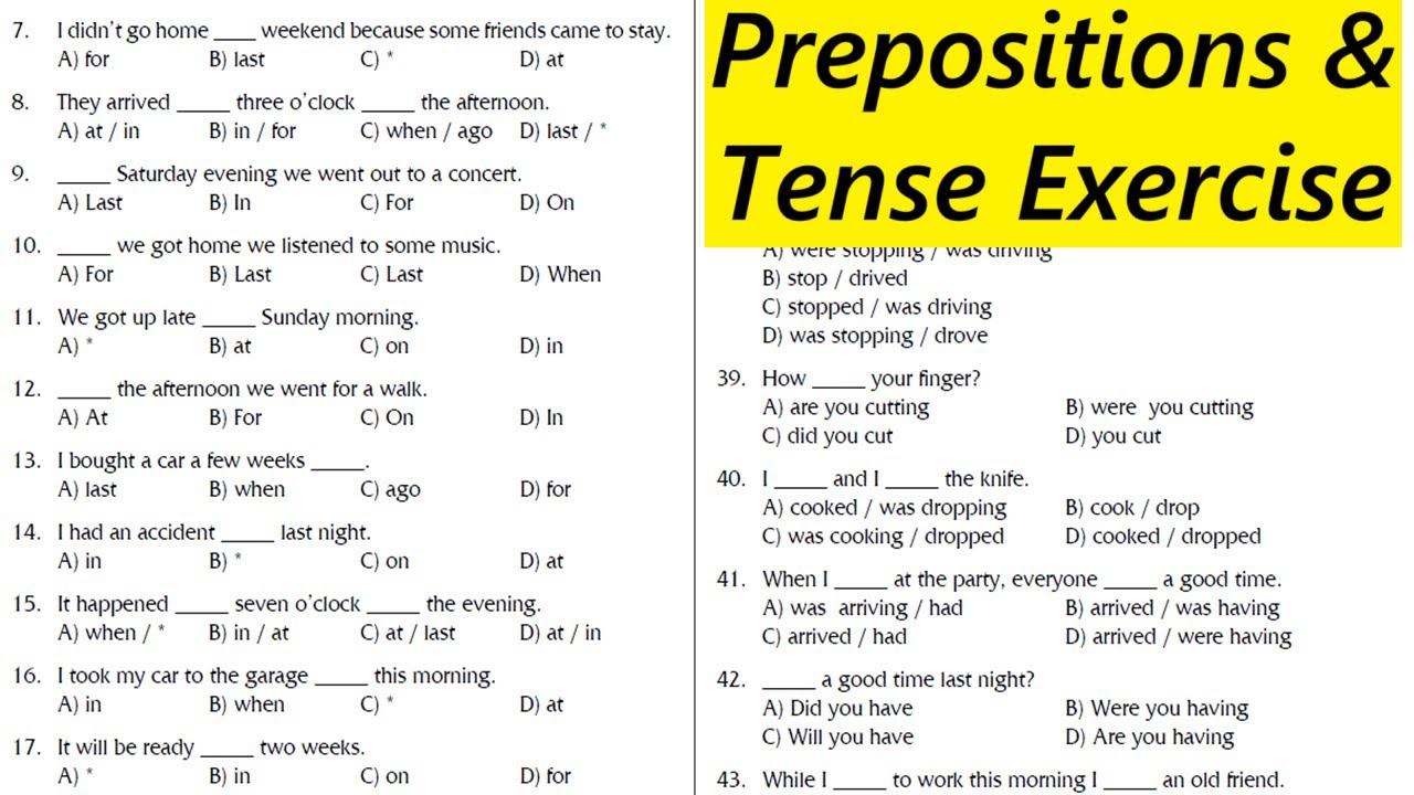Preposition & Tense Exercise | English Grammar Practice Set - 36 - YouTube