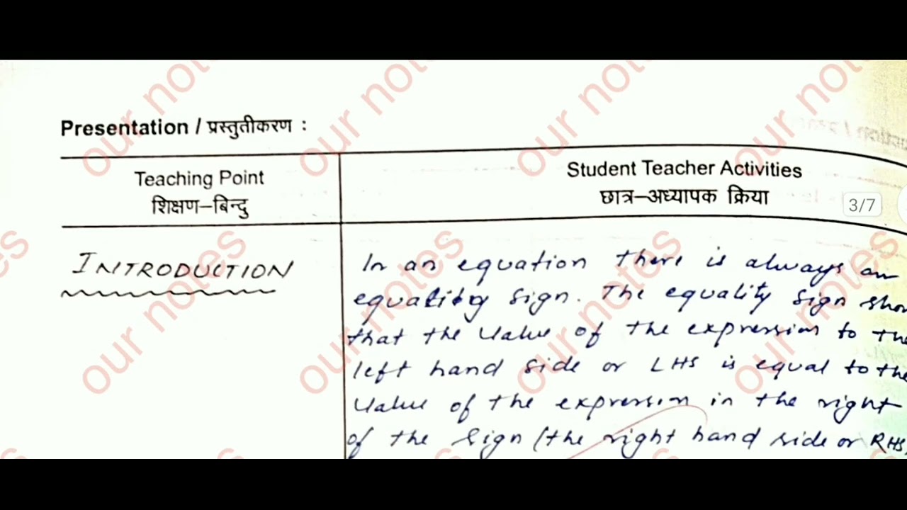 class 7 Maths lesson plan ( simple equation) in english - YouTube