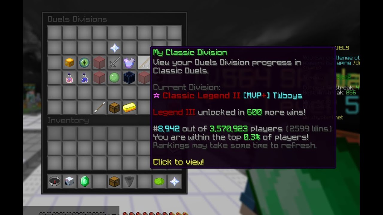 Hitting Legend II in hypixel classic duels. - YouTube