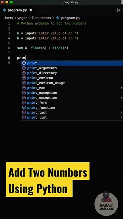 How to add to number in python #babaji_logic_labs #short - YouTube
