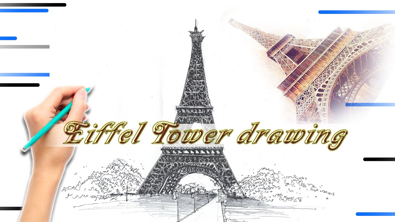 drawing Eiffel Tower: How to draw the Eiffel Tower - YouTube