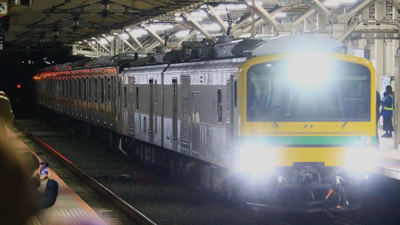 配9520 E493系02編成＋209系トタ82編成 NN入場配給 国立駅1番線通過 - YouTube