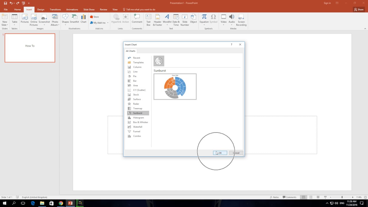 How To Insert a Sunburst Chart In PowerPoint 365 - YouTube